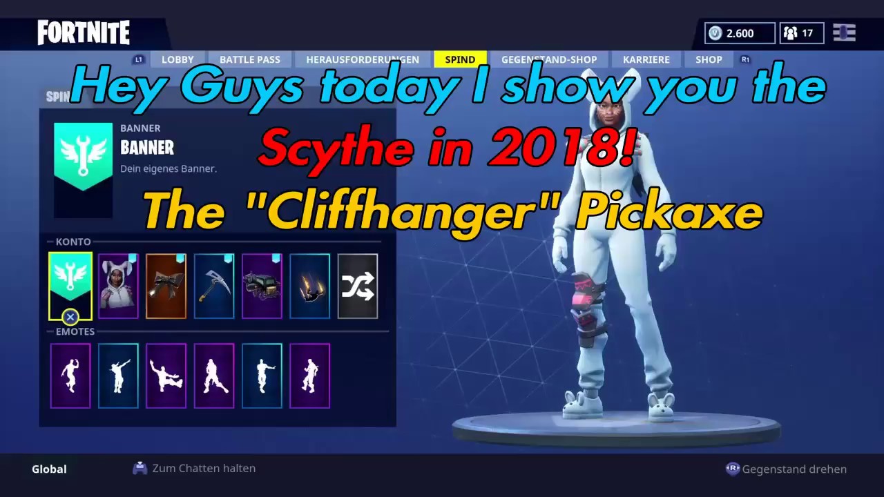 FORTNITE SCYTHE IN 2018!!!Cliffhanger PICKAXE!! - YouTube