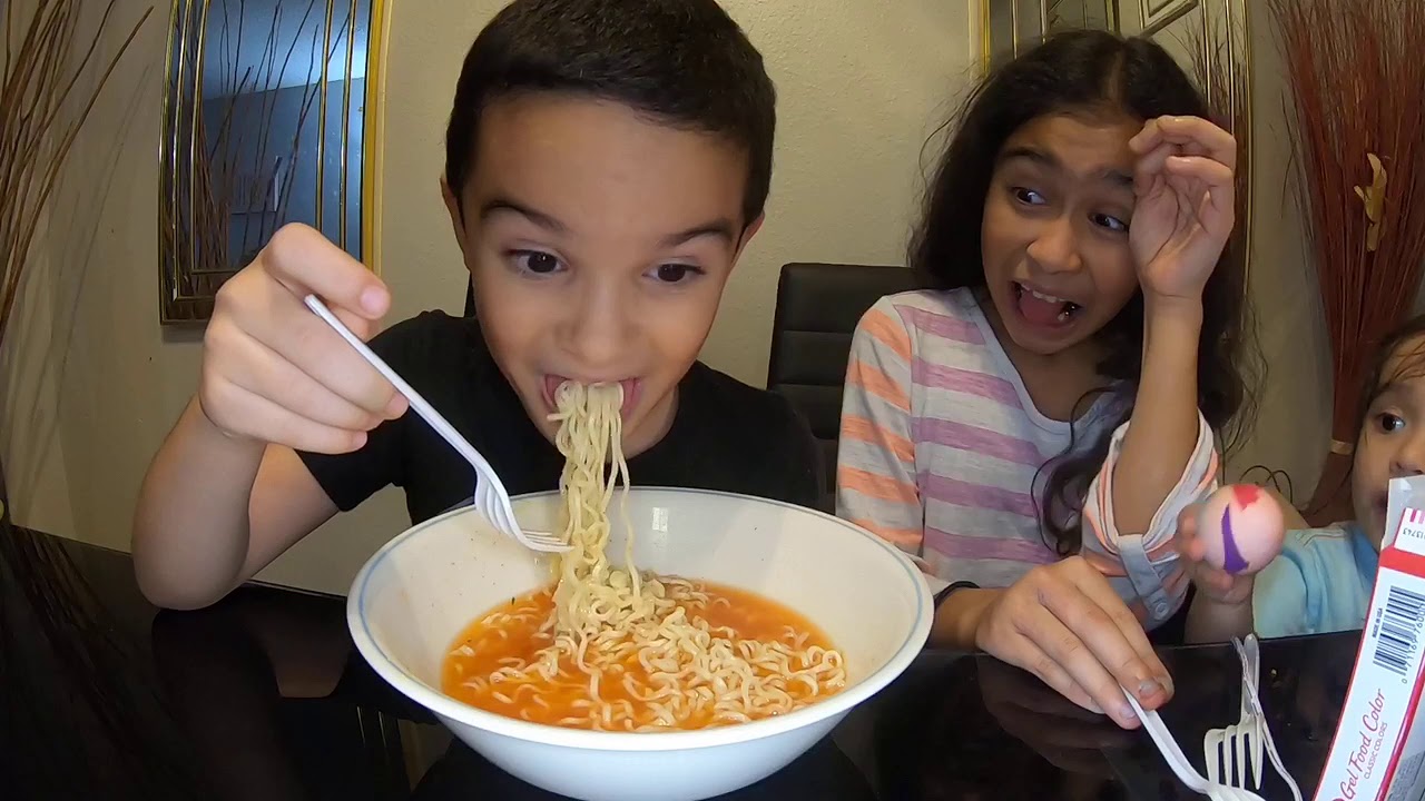 Spicy noodle challenge collab PT 1 - YouTube