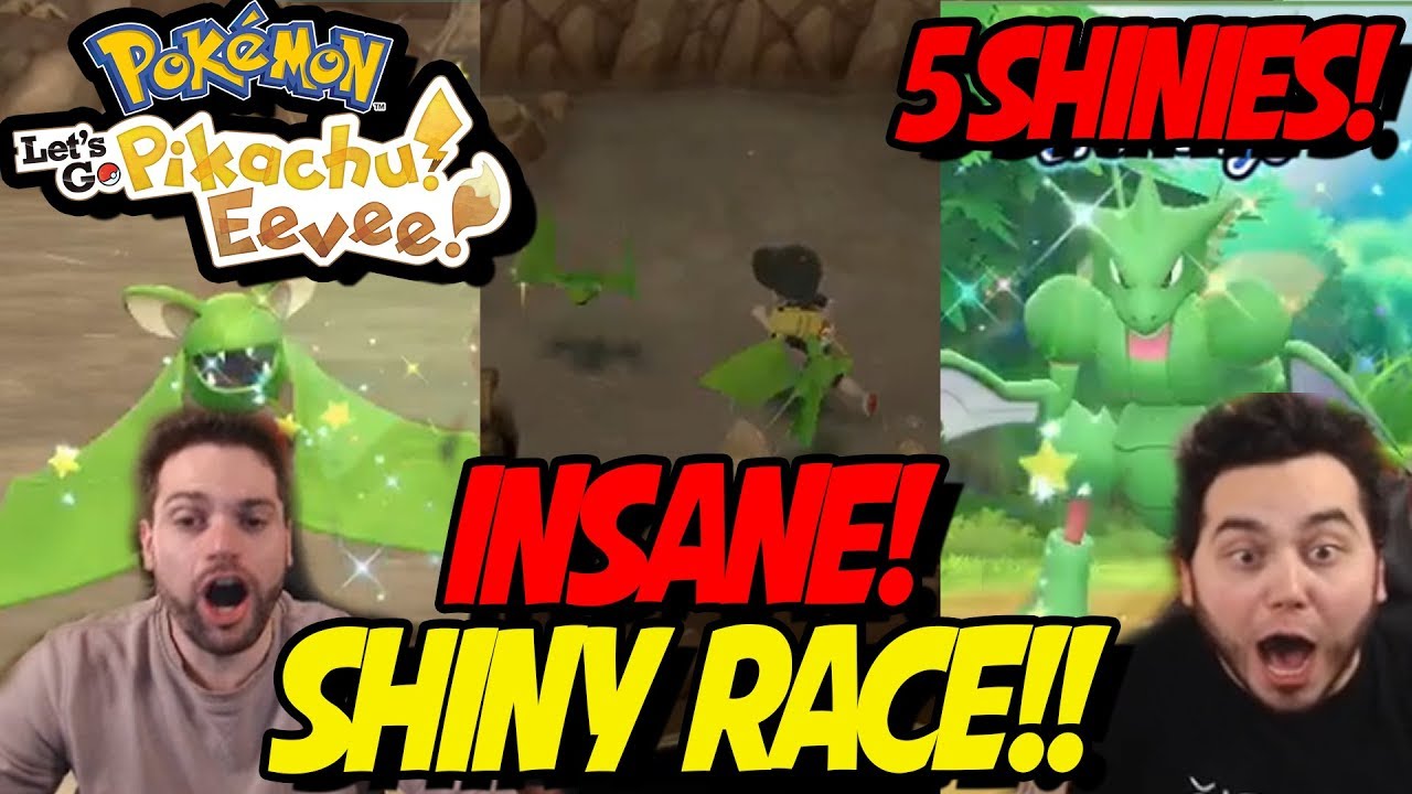 INSANE SHINY RACE! 5 SHINY POKEMON! aDrive vs Deathly in Pokemon Lets ...