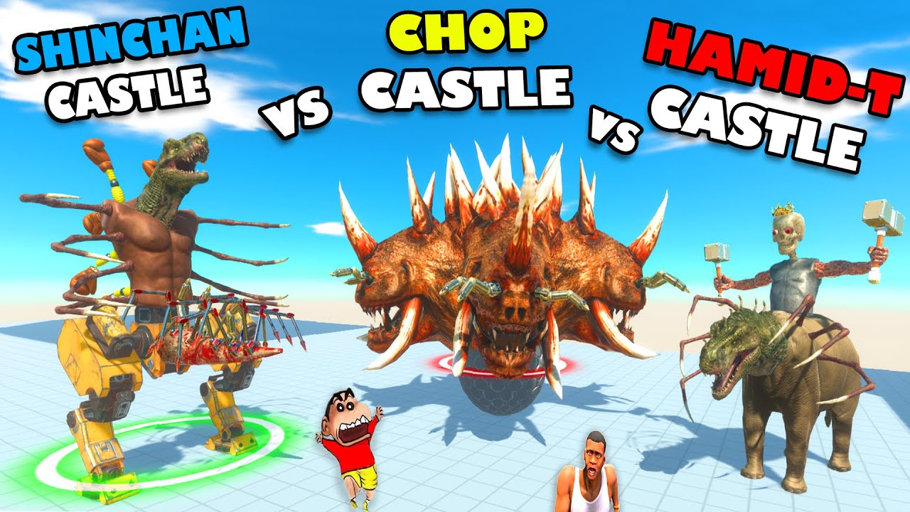 BOSS DEATH CASTLE FIGHT BETWEEN CHOP vs SHINCHAN vs HAMID-T In Animal ...