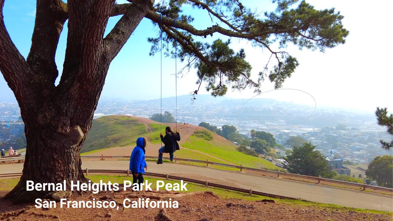 [4K] San Francisco: Hiking Peak of BERNAL HEIGHTS PARK & SWING - YouTube