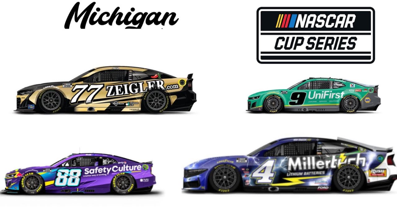 NASCAR CUP SERIES PAINT SCHEME PREVIEW FOR MICHIGAN 2025 - YouTube