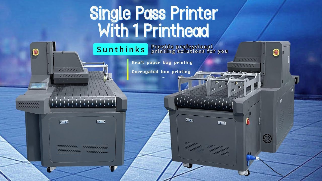 Single pass printer with 1 printhead for printing corrugated paper ...