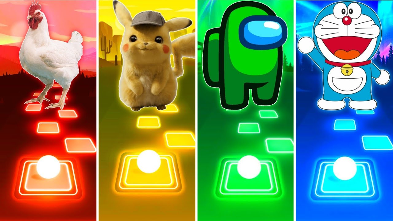 Chicken - Pikachu - Among Us - Doraemon | Tiles Hop - YouTube
