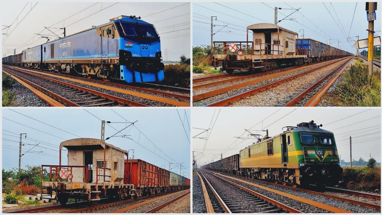 WAG-7 ITR-6 Maal Gaadi Green And Blue Colour Train Engine Videos - YouTube