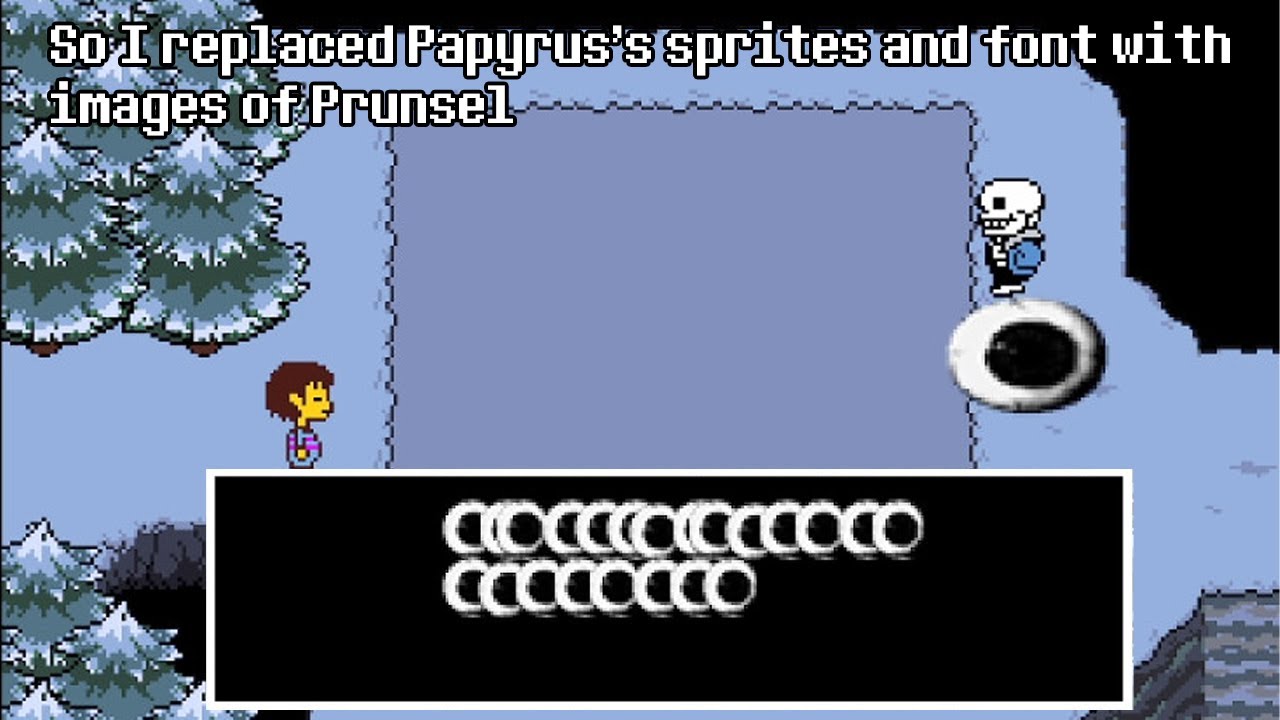 So I replaced Papyrus's sprite and font with images of Prunsel. - YouTube