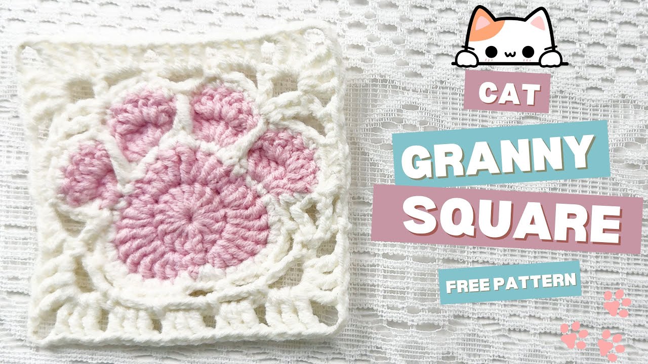 Cat Granny Square - Free Pattern - YouTube