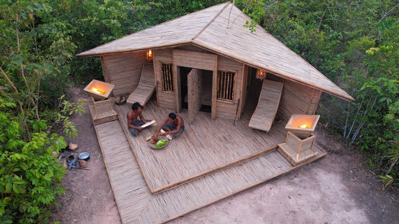 36Day Bushcraft Dugout Private Bamboo Luxury Villa - YouTube