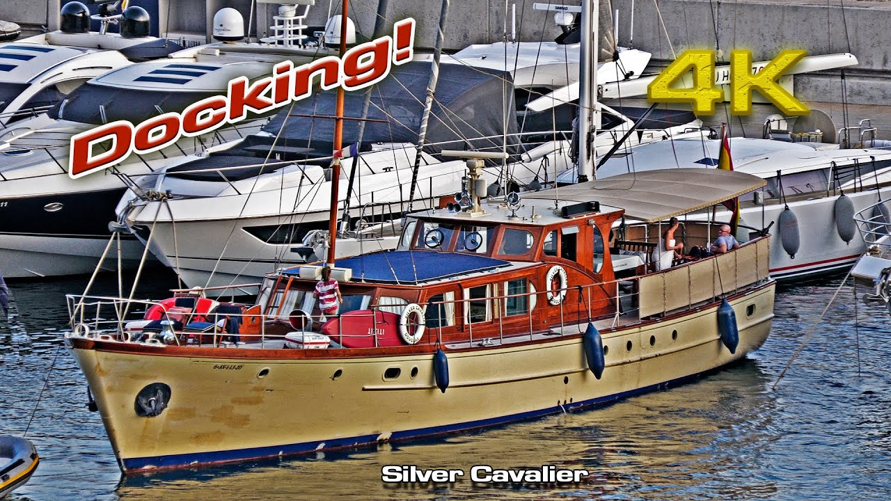 Classic yacht "Silver Cavalier" Classic Docking (No bow thruster) - YouTube