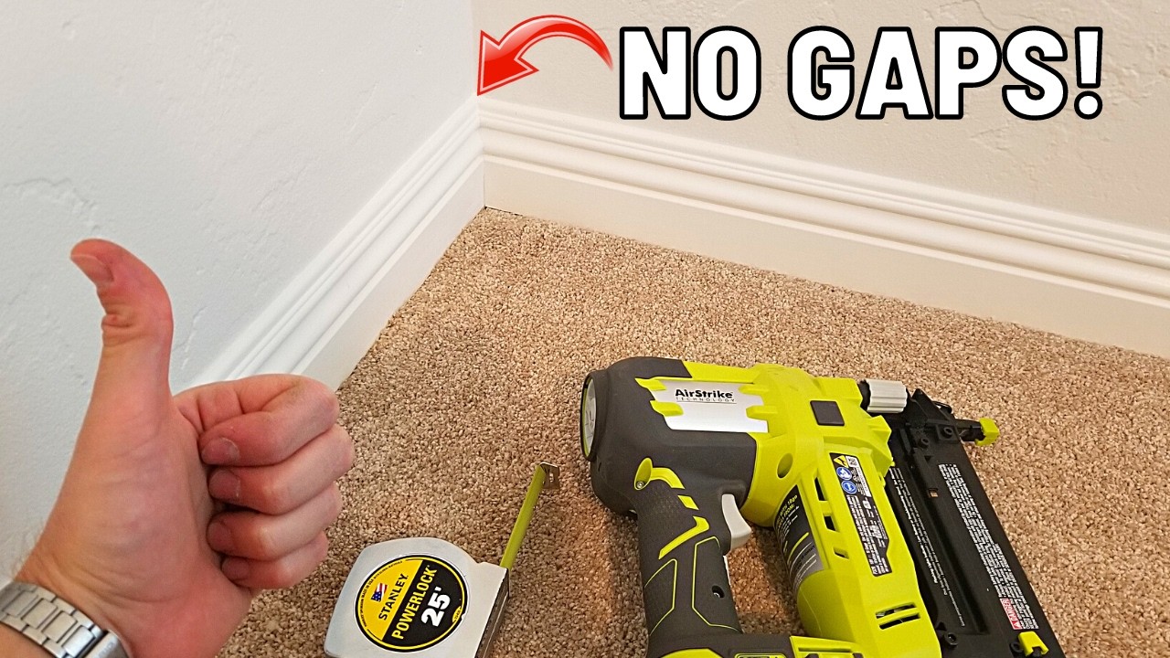 How To Install Baseboards like a Pro with NO GAPS. Complete Beginner's ...