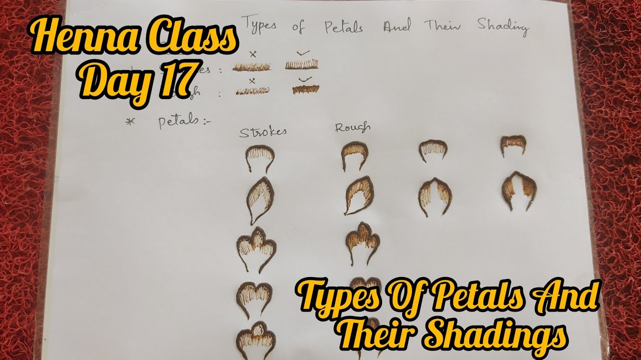 Henna Class Day 17 || Learn Basic Types Of Petals And Shadings|| Mehndi ...