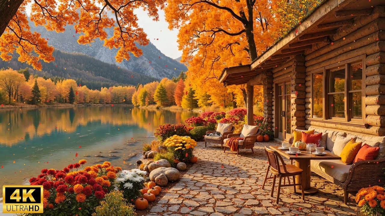 Fall Cabin Ambience - Relaxing Piano Music with Falling Leaves for ...