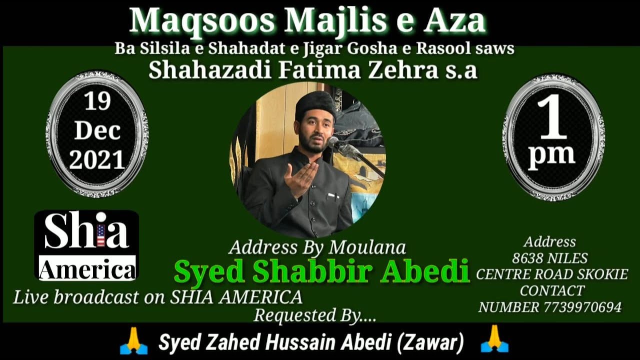 LIVE|| MAJLIS E AZA SHAHADAT BIBI SYEDA SA| ZAKIR E AHLEBAITH as ...
