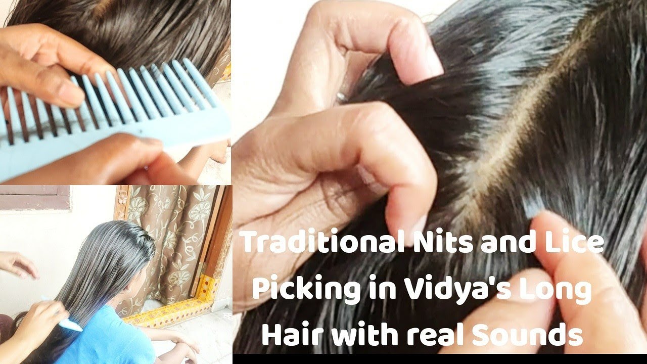 Traditionally nits/lice picking Oiling in Vidya's long hair/ To buy ...