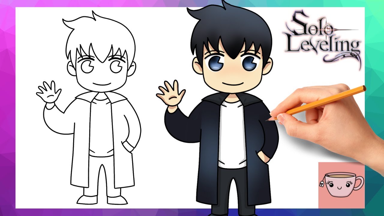How To Draw Jinwoo from Solo Leveling - Chibi Style | Easy Anime ...