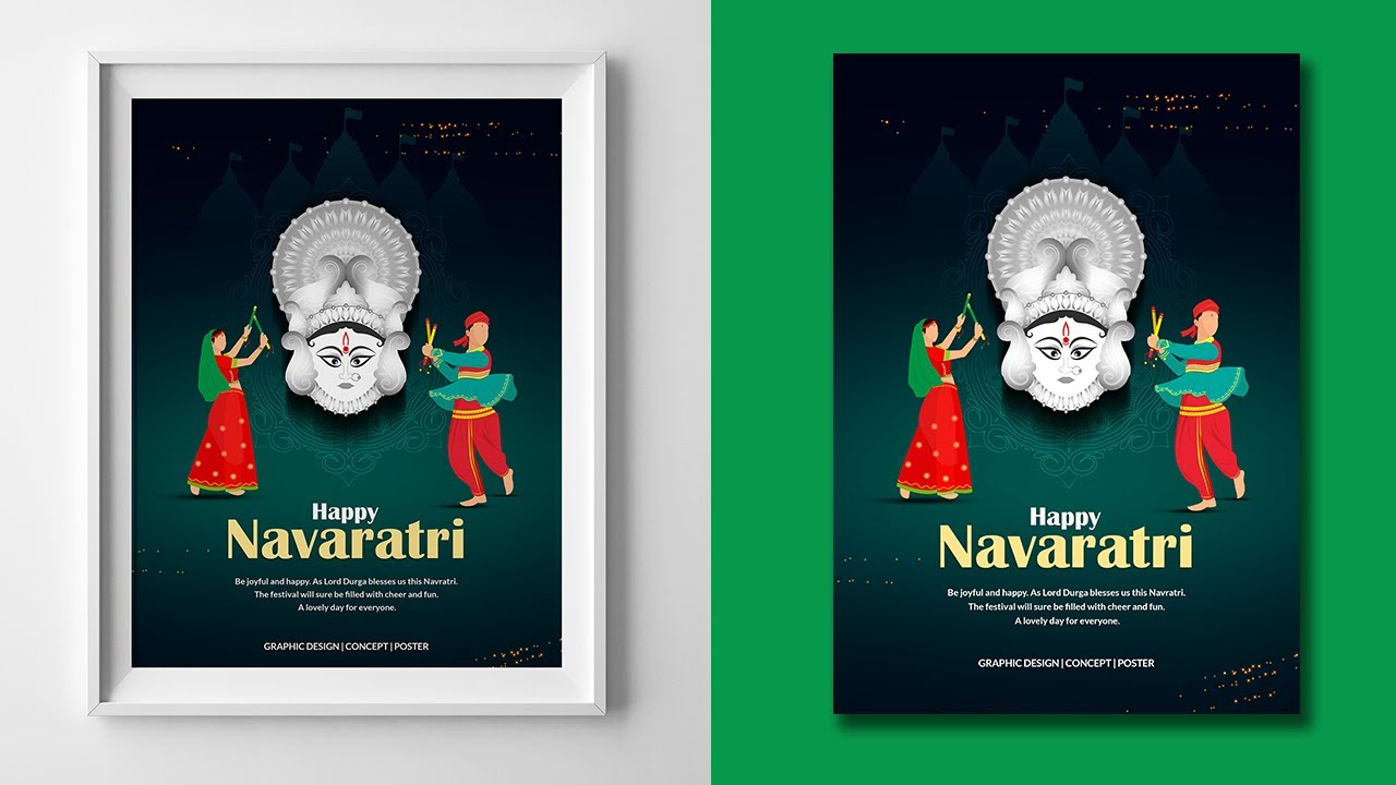 #Navratri Poster Design In Photoshop | Navratri Utsav Banner Design ...