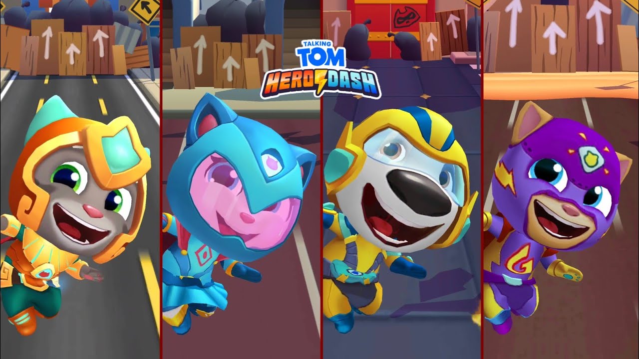 Talking Tom Hero Dash Gold Flash Tom VS Blue Wave Angela VS Sunbeam ...