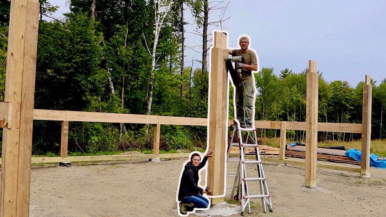 Couple Installs 10ft tall Front Posts on there Post & Beam Garage Build ...