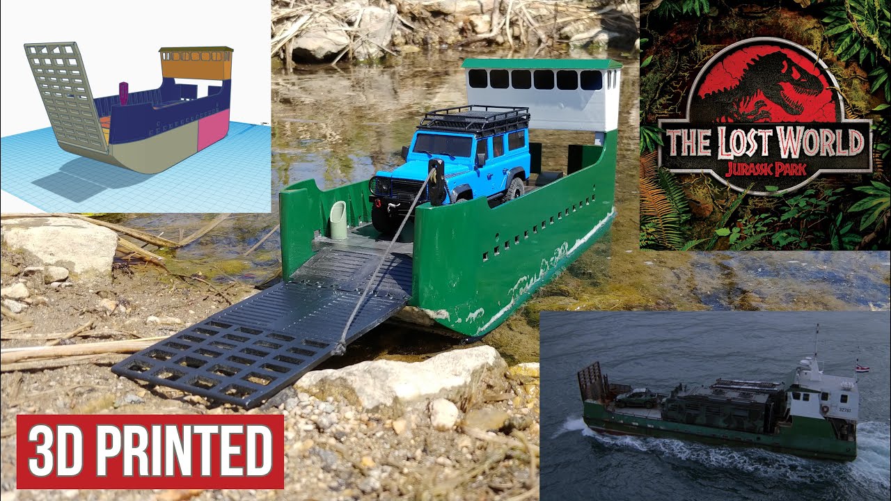 3D Printed Jurassic Park Mini Barge - YouTube