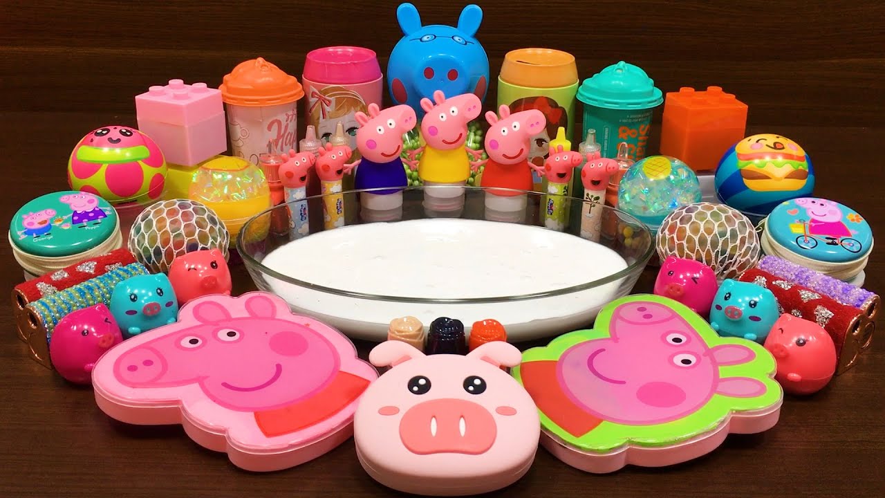 PEPPA PIG Slime ! Mixing Random Things into GLOSSY Slime Satisfying ...