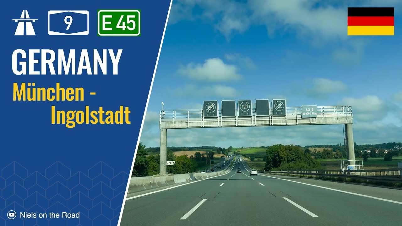 Driving in Germany: Autobahn A9 E45 from München to Ingolstadt - YouTube