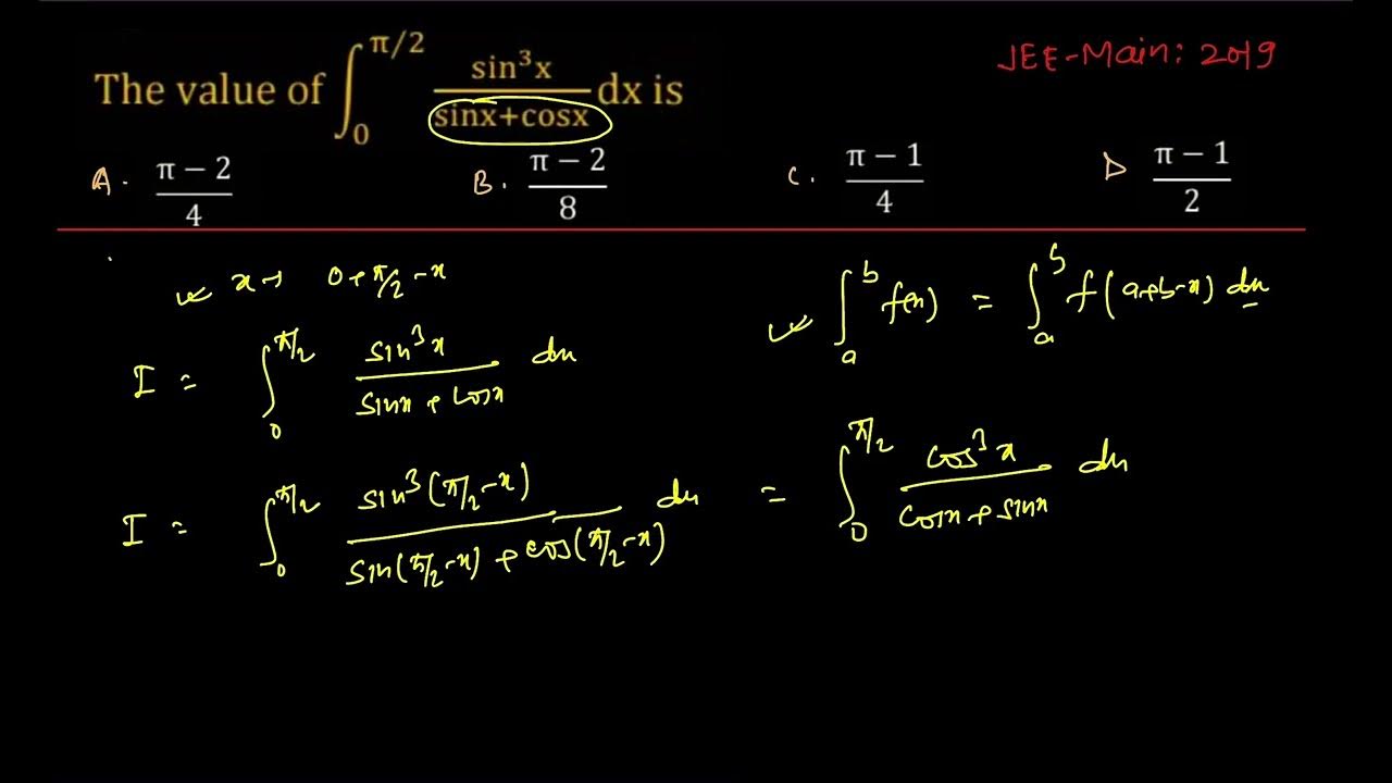The value of int_0 to pi/2 sin^3(x)/(sinx+cosx) dx is - YouTube