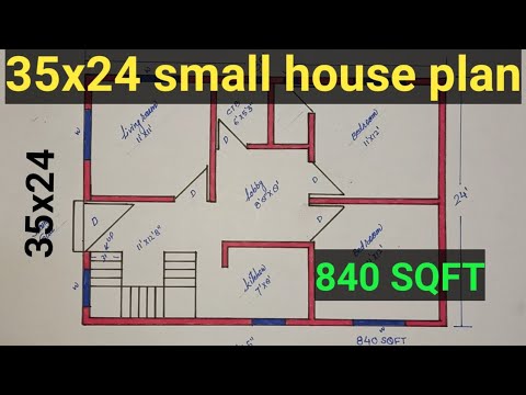 35x24 small house plan ll 3 room set ll घर का खूबसूरत नक्शा ll 35'x24 ...