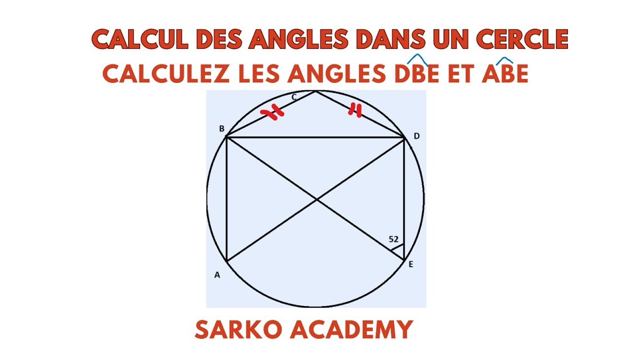 Théorèmes du cercle : trouvez les angles DBE et ABE. #geometry #education #mathematics # ...