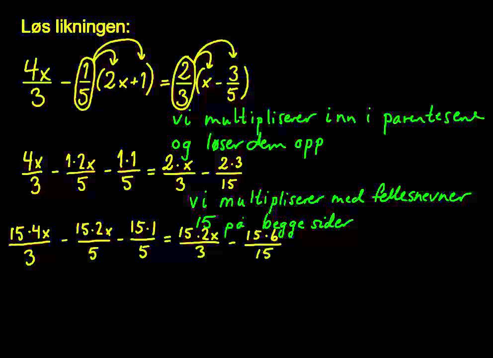 Likning med brøk og parentes - YouTube
