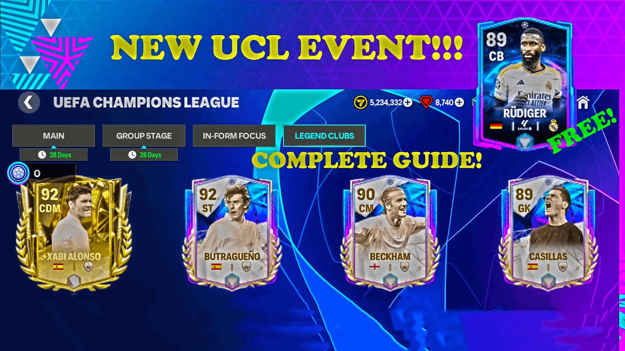 NEW UCL EVENT! COMPLETE GUIDE! FREE 89 OVR RUDIGER AND ICON! FC MOBILE - YouTube