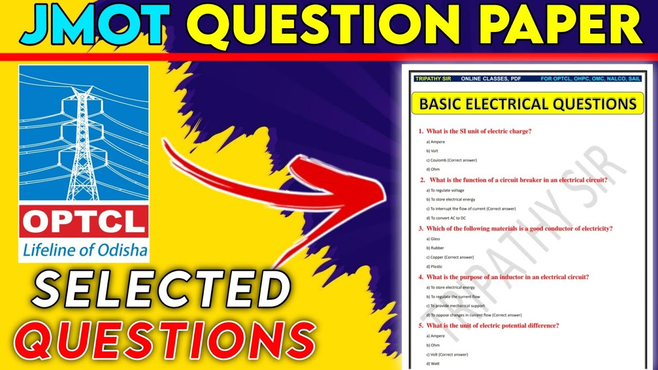 OPTCL JMOT MCQ Questions Practice || OPTCL || Tripathy Sir - YouTube