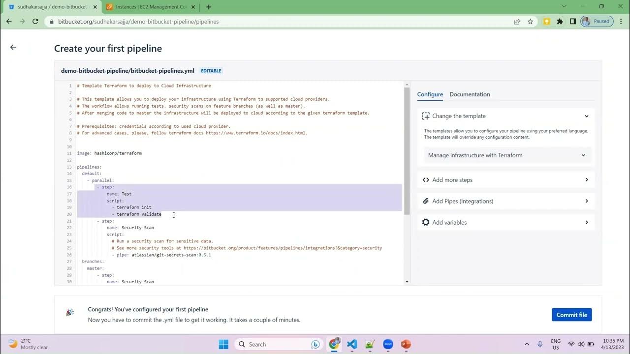 Infrastructure deployment using terraform and bitbucket pipeline - YouTube