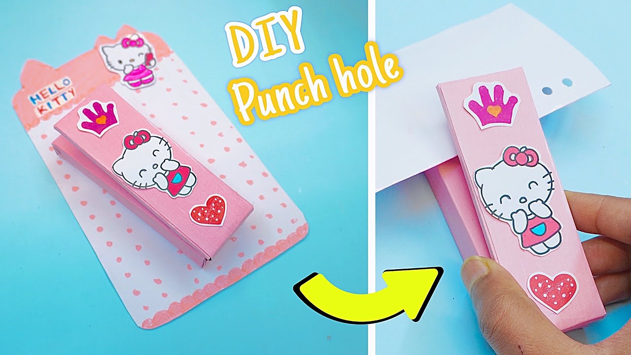 DIY Hello Kitty Punch Hole Tool 🐱 | Easy Paper & Cardboard Craft | Cute ...