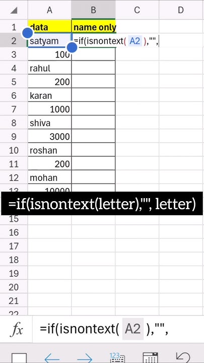 Separate Names From Data In Excel 💯 Isnontext Function In Excel Shortsexcelshorts Bytetech 8923
