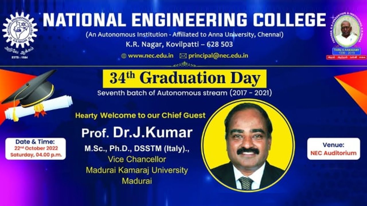 34th Graduation Day | National Engineering College | LIVE... - YouTube