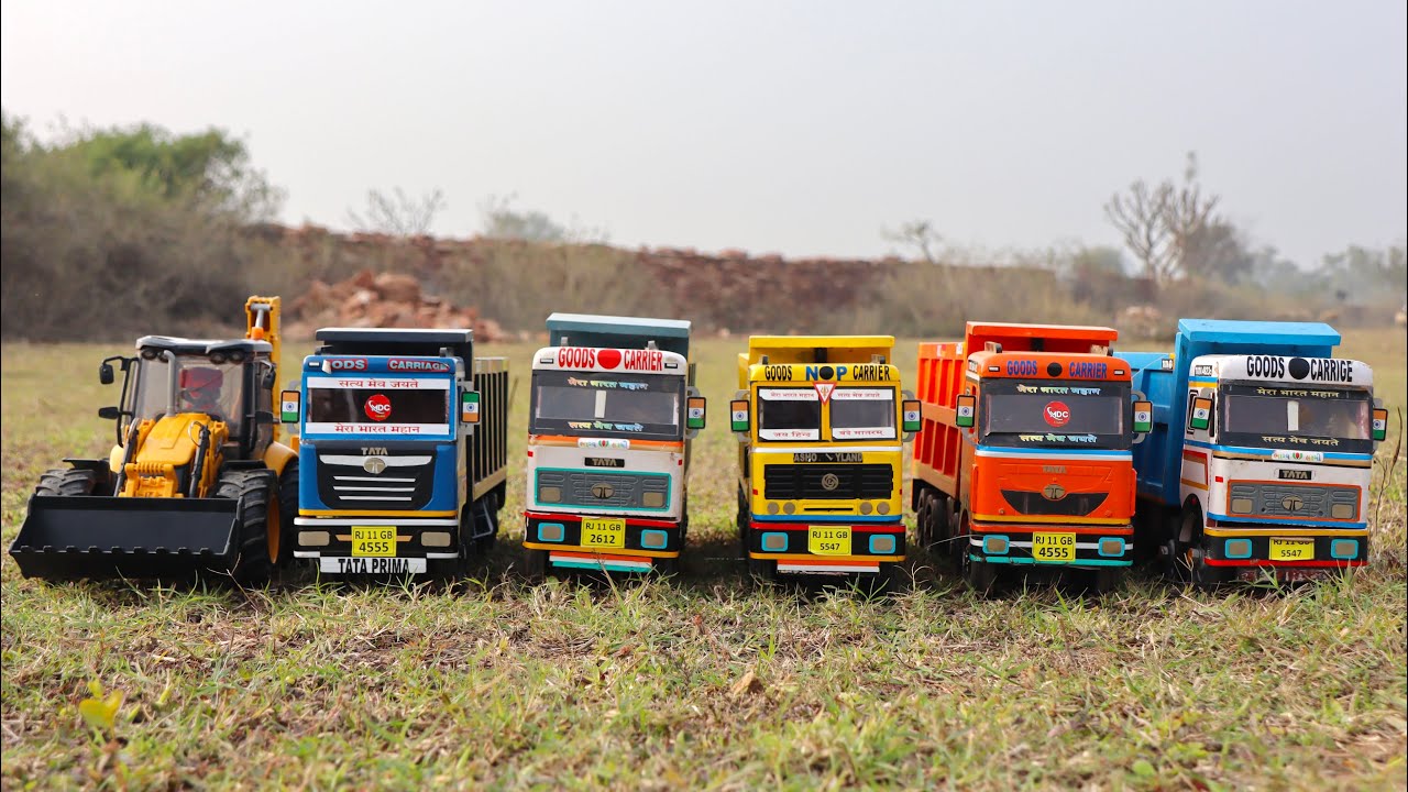 JCB 5cx and TATA Tipper Truck 2518 Washing in river|jcb cartoon|dumper ...