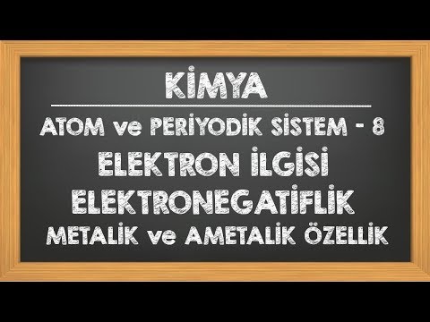 Elektron İlgisi, Elektronegatiflik ve Metalik Ametalik Özellik YKS TYT 9.sınıf