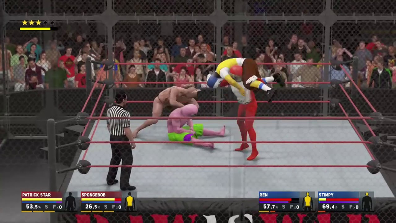 WWE 2K: SpongeBob And Patrick VS Ren And Stimpy - YouTube