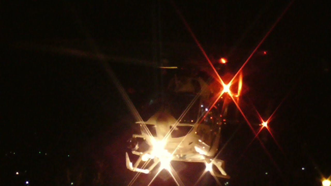 Life Flight At Night. Airbus H145 Helicopter Full Sound Twin Turbine ...