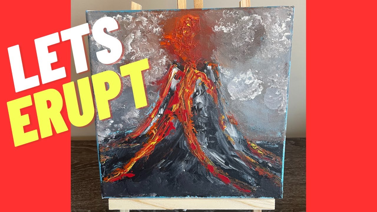 Paint a Simple Volcano Eruption/ Palette knife Acrylic Painting for ...