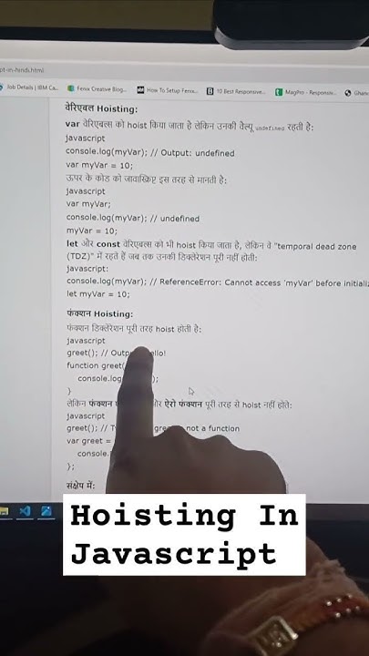 Hoisting In Javascript #hoisting #javascript #webdevelopment #coding #youtubeshorts #interview # ...