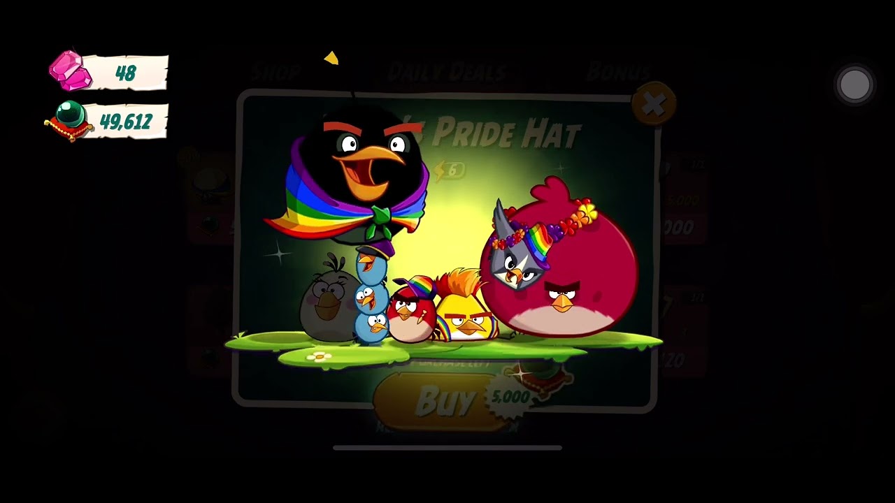 Angry birds 2 - purchasing bomb pride hat 🎩🌈 - YouTube