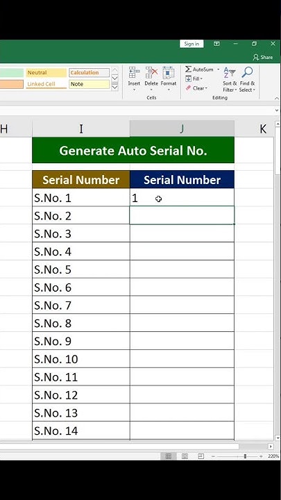 Generate Auto Serial Number In Excel🔥🔥 Amazing Tips Shorts Excel