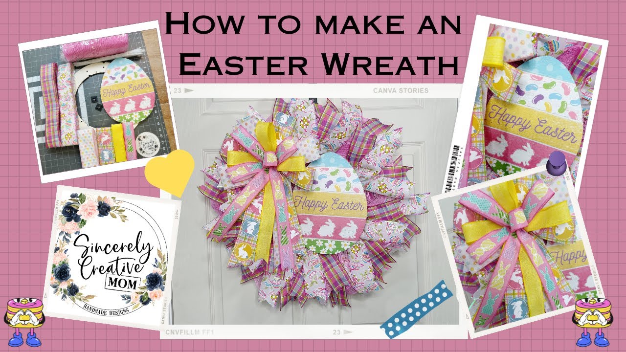 How to make an Easter Wreath on a Pancake Wreath Frame - YouTube