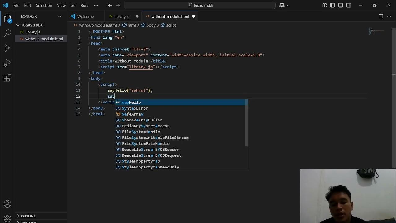 live coding pbk tentang javascript modules - YouTube