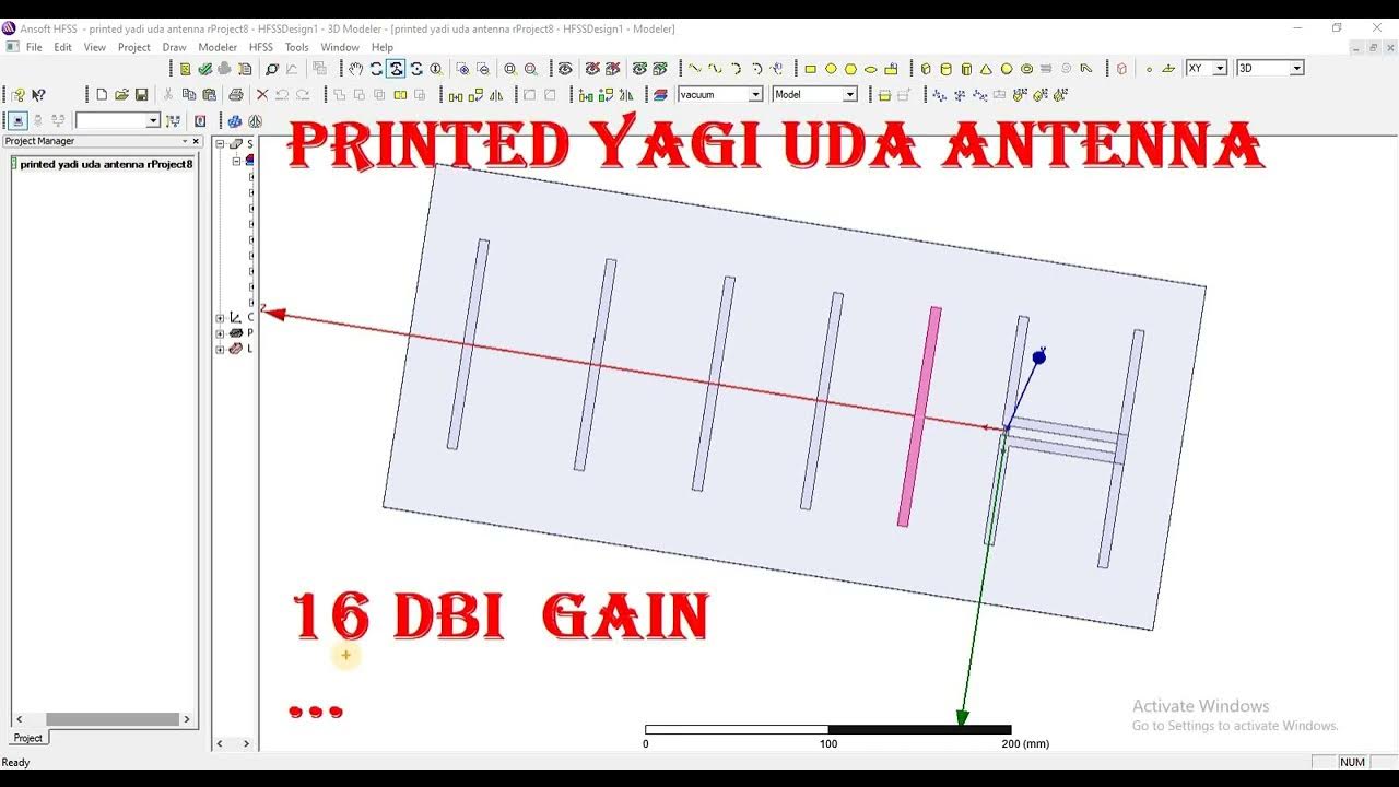 printed yagi uda antenna array of dipoles operating at 0.8GHz,0.9GHz,2.4GHz,3.8GHz,5.8GHz in ...