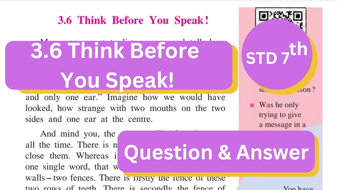 Think before you speak question and answer | class 7th chapter 3.6 ...