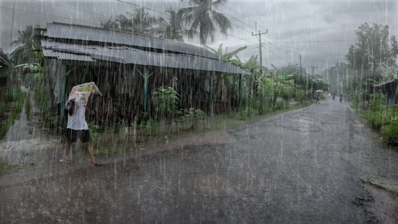 INSANE RAINSTORM in my Village, WALKING in the middle of Thunder ...