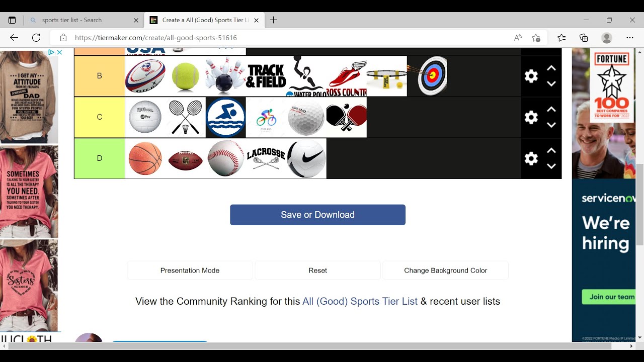 All sports tier list!!!!! - YouTube