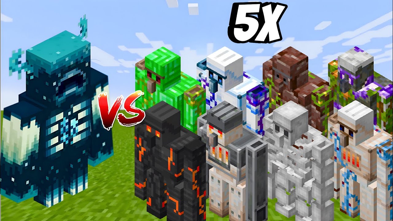 WARDEN VS ALL EXTRA GOLEMS! (MINECRAFT MOBS BATTLE) - YouTube